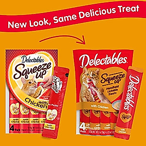 Hartz Delectables Squeeze Up Interactive Lickable Wet Cat Treats for Adult & Senior Cats, Chicken, 0.5 Oz - 4 Count (Pack of 8) - Packaging May Vary