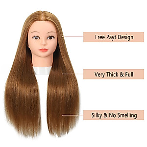 Opini Mannequin Head with Hair 80% Human Hair Straight 26"-28" Doll Head with Hair Cosmetology Mannequin Head Human Hair for Hairdresser (#27 Light brown)