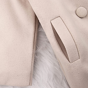 CM C&M WODRO Girls Dress Coat Kids Winter Warm Jacket Long Sleeve Button Trench Coat Pocket Long Peacoat Outerwear 2-7 Years (Beige, 6-7 Years)