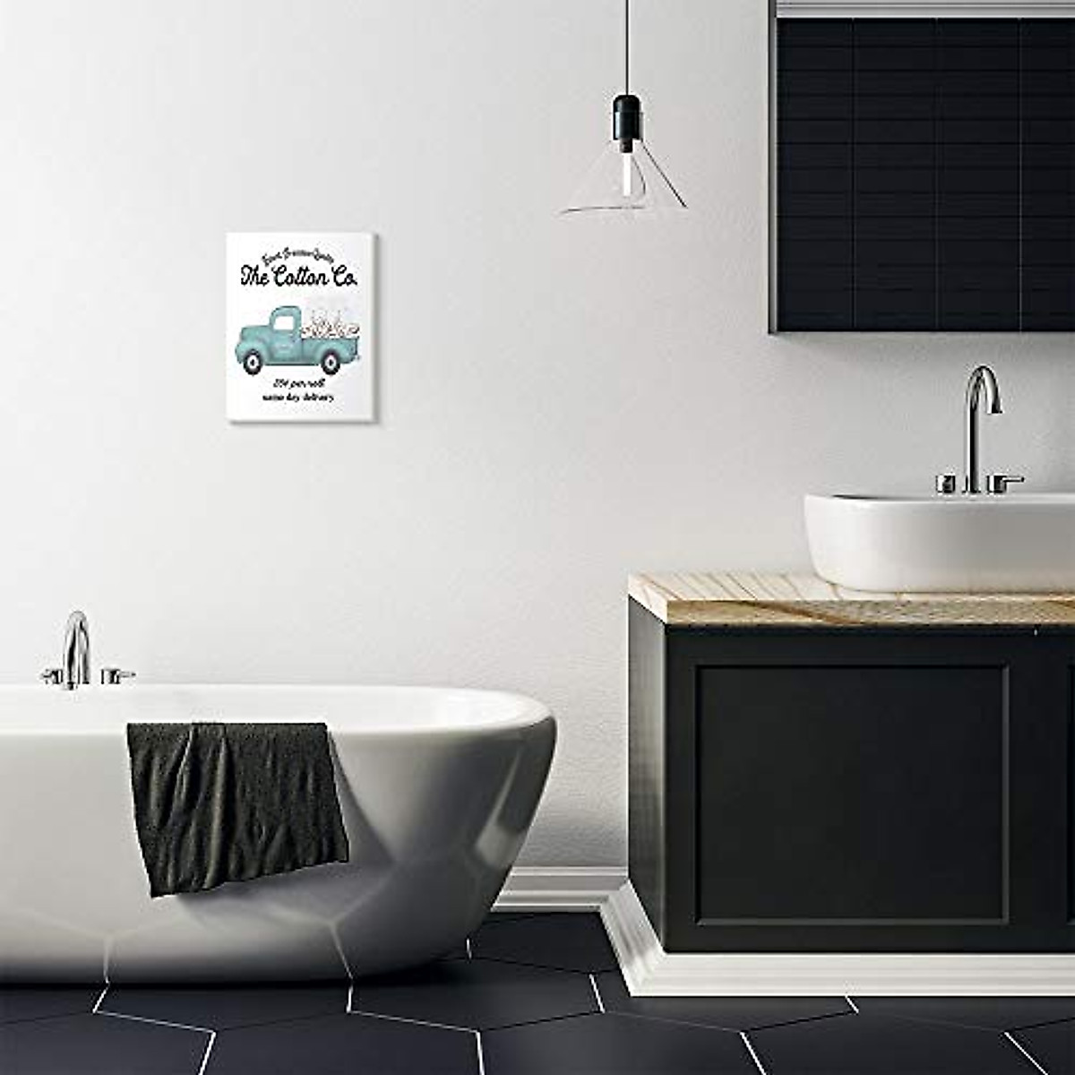 Stupell Industries Toilet Paper Cotton Co Delivery Truck Bathroom Word, Design by Artist Lettered and Lined Wall Art, 10 x 15, Wood Plaque