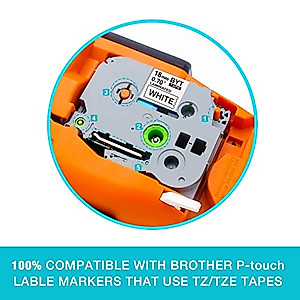 TZ Tape 18mm 0.7 Laminated White Compatible for Brother P Tocuh TZe-241 TZe241 Label Maker Tape for Brother Label Maker PT-D400AD PT-D600 PT-D400,Black on White, 3/4 Inch x 26.2 feet, 4-Pack
