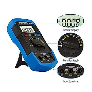 Digital Multimeter AP-36K 4000 Counts multimeter for Voltmeter Ammeter Ohmmeter with Test Leads Data Hold and Backlight LCD for DC/AC Resistance Diodes Transistor Buzzer Continuity