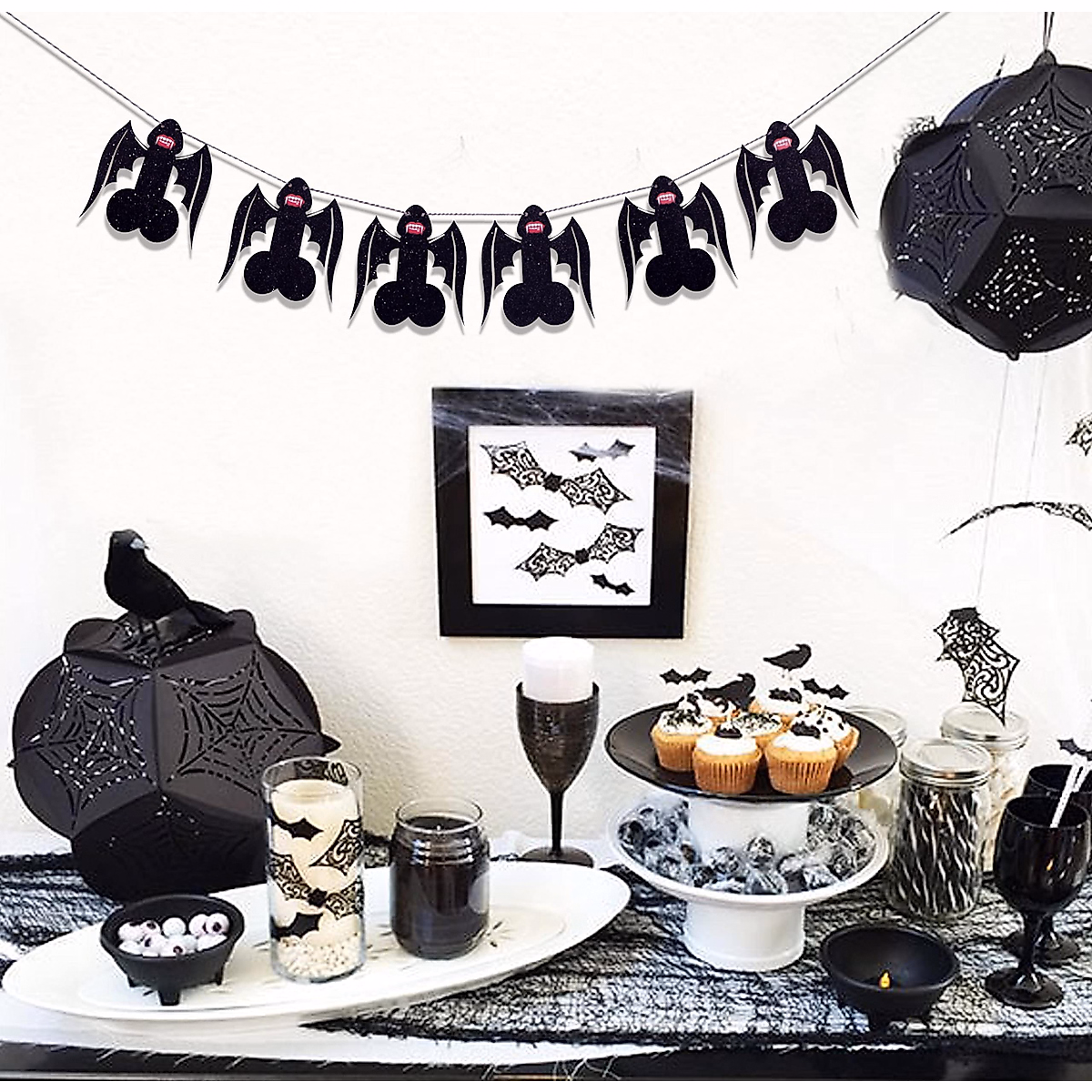 VAVAYAO Halloween Bachelorette Party Vampire Banners,Halloween Themed, Witch Banner Decorations, Enchanting Brides Halloween Bachelorette Party Vampire Banners, Vampires with Wings and Fangs.