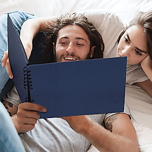 Vienrose 80 Pages Scrapbook Album DIY Scrap Book Photo Albums Thick Kraft Scrapbooking Kit for Wedding Birthday Christmas Mother's Day, Black 11x8 Inches