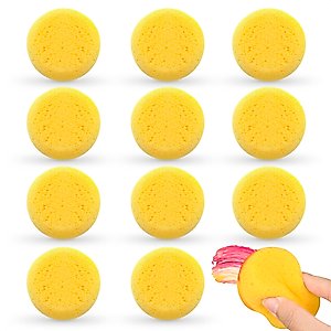 Pottery Sponges for Clay - 12 Pcs Tack Sponges for Cleaning Leather Art Sponges for Acrylic Painting Small Sponges Round Sponge Craft Sponges for Painting - Paint Sponges Pottery Sponge for Painting