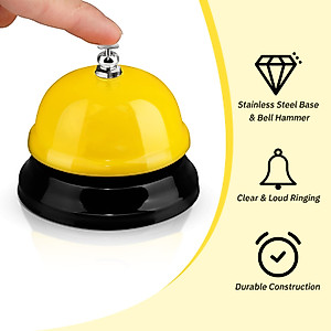 Hicarer 8 Pcs Game Call Bell Colorful Desk Bell Metal Ring Bell 3 Inch Diameter Hand Bells Bulk for Adults Service Bell for Desk Hotel Restaurant Office School Kitchen Bar Counter Supplies