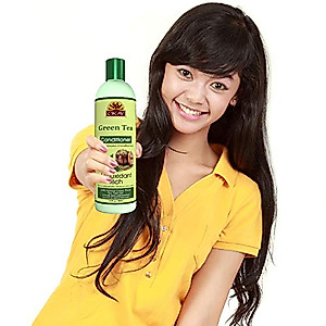 OKAY | Green Tea Nourishing Antioxidant Rich Conditioner | For All Hair Types & Textures | Revitalize - Rejuvenate - Restore | With Tea Tree Oil | Free of Paraben, Silicone, Sulfate | 12 oz , pale green