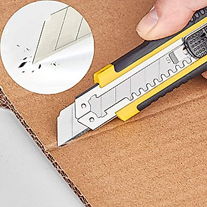DOWELL Utility Knife Box Cutter Retractable Self Loading Heavy Duty Snap Off Quick Change Extra Blades(3PCS) TPR+PP Handle Cutting Cardboard Boxes or DIY