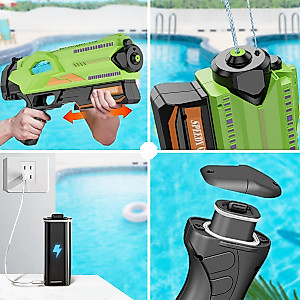VATOS 2 Pack Electric Water Guns for Kids Adults, Auto Squirt Guns Range up to 32 FT + 1000CC High Capacity,Motorized Electric Water Guns Toys for Summer Outdoor Swimming Pool Beach Water Fighting