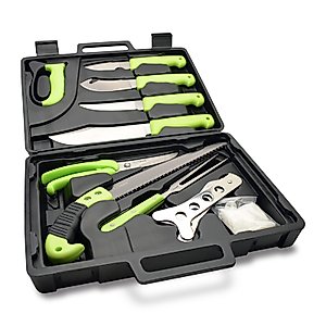 HME 12-Piece Deluxe Field Dressing Kit | Durable Portable Weather-Resistant Versatile Game Processing Knife Set for Hunting & Archery