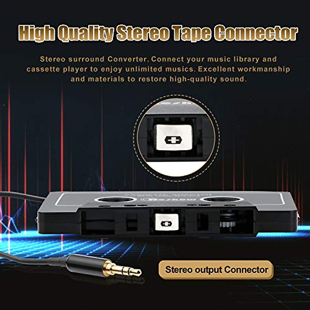 Reshow Cassette to Aux Adapter with Stereo Audio, Premium Car Audio Cassette Adapter with 3.5mm Headphone Jack