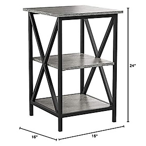 Convenience Concepts Tucson End Table with Shelves, 3-Tier, Faux Birch/Black