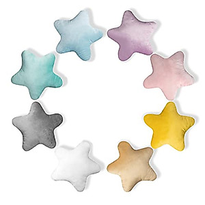 Ashler Cute Star Shaped Throw Pillows, Beige 3D Decorative 18x18 in Velvet Plush Pillow, Soft Preppy Pillows for Living Room and Bedroom
