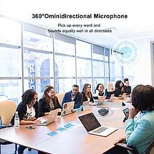 TONGVEO USB Speakerphone Microphone Conference Speaker,Daisy Chain Computer Speaker with Microphone 360º Voice Pickup Built-in 4 AI Noise Cancellation Mics for 12 Attendees Conference Call Speaker