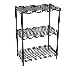 Golpart 3 Tier Adjustable Storage Shelves,Heavy Duty Metal Utility Shelf 450LBS Capacity,Wire Shelving Unit Organizer Rack for Home,Kitchen,Office,Bathroom,Pantry Room,12" D x 22" W x 22.5" H,Black