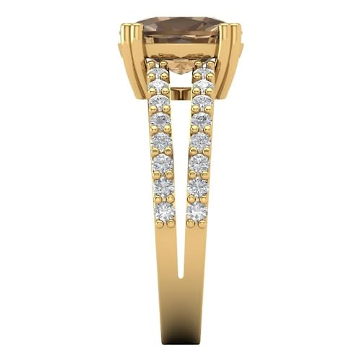 Clara Pucci 3.50 ct Cushion Cut Solitaire Champagne Simulated Diamond Engagement Promise Anniversary Bridal Ring 18K Yellow Gold 8.25