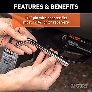 CURT 23024 Trailer Hitch Lock, 1/2-Inch Pin Diameter, 5/8-Inch Adapter, Fits 1-1/4 or 2-Inch Receiver