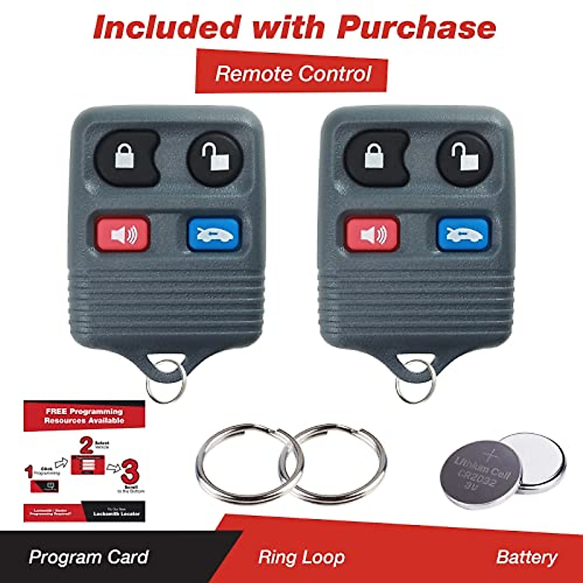 KeylessOption Keyless Entry Remote Control Car Key Fob Replacement for CWTWB1U343, CWTWB1U313 (Pack of 2)