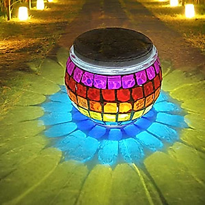 A2B Mosaic Solar Light Solar Powered Mosaic Glass Ball Light IP44 Waterproof Solar Garden Lights Auto ON/Off Solar Table Light Solar Lawn Landscape Lamp for Home Yard Patio Party Decorations A2B