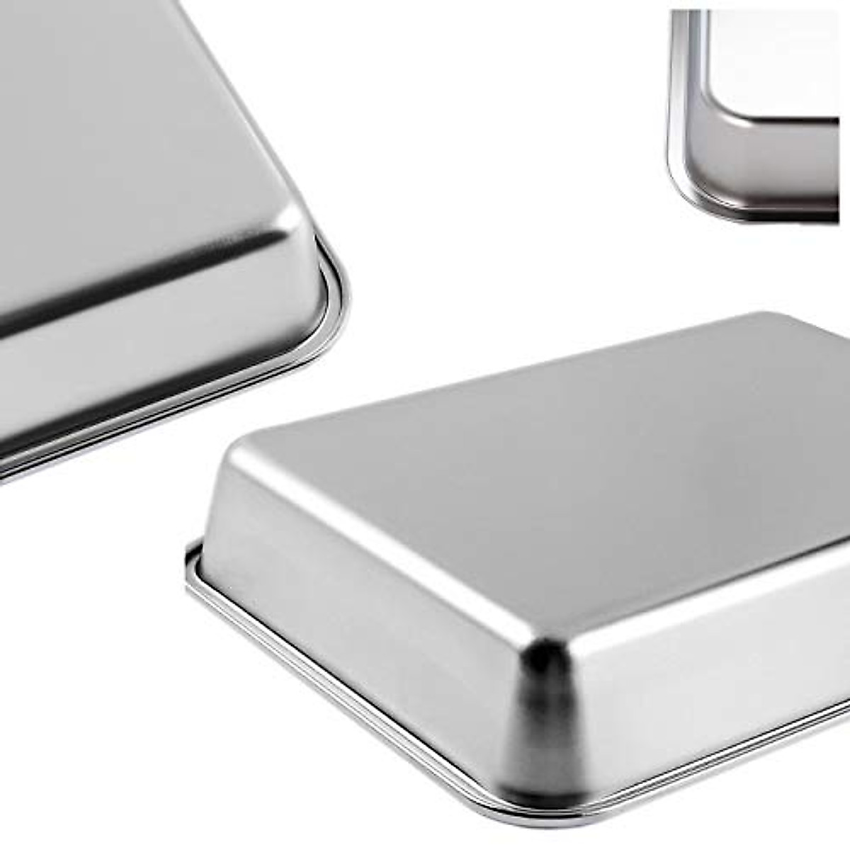 KUNWU Stainless Steel Food Grade 20" x 14" x 6" Extra Large Cat Litter Box with Silver Scoop Set