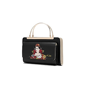 Frida Kahlo Flower Collection Licensed Cross Body Bag (Black)