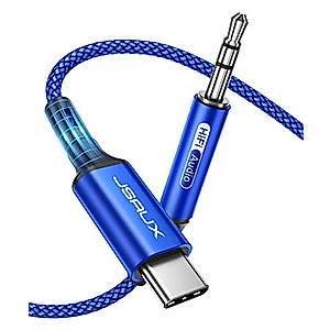 JSAUX USB C to 3.5mm Audio Aux Cable 3.3ft, USB Type C to 3.5mm Headphone Stereo Car Cord Compatible with Samsung Galaxy S20 Note 20 Ultra Note 10 Plus, iPad Pro, Pixel 5 4 3 2 XL and More-Blue