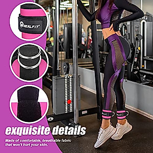NEALFIT Ankle Strap for Cable Machine, Gym Ankle Cuff for Kickbacks, Leg Extensions, Glute Workouts, Booty Hip Abductors Exercise for Women and Men (Single, Pink)