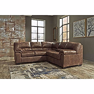 Signature Design by Ashley Bladen Faux Leather Upholstered Left Arm Facing Sofa, Sectional Component, Brown