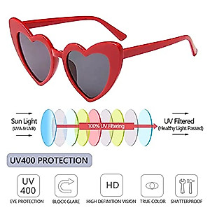 Heart Sunglasses for Womens,Retro Sunglasses,Beach Must Haves UV Protection Sunglasses,Women trendy Love Eyeglasses for Women With Portable Anti-Scratch Glasses Bag for Mountaineering,Swimming,City