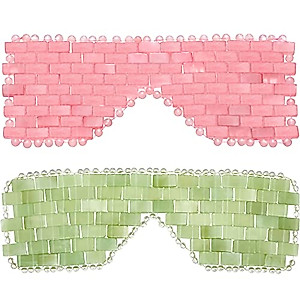 Hicarer 2 Pcs Jade Eye Mask Rose Green Jade Stone Eye Mask Facial Cooling Mask for Alleviate Puffiness Massage Relax Wrinkles Relieve Migraine Meditation Beauty
