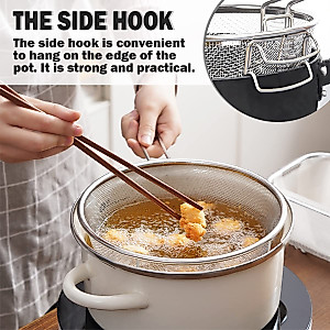 Stainless Steel Deep Fry Basket for Frying Serving Food, Multifunctional Fryer Basket with Detachable Handle Fryer for Pot Mini Fish Fry Fryer Strainer with Long Handle Cooking Tool (9 Inch)