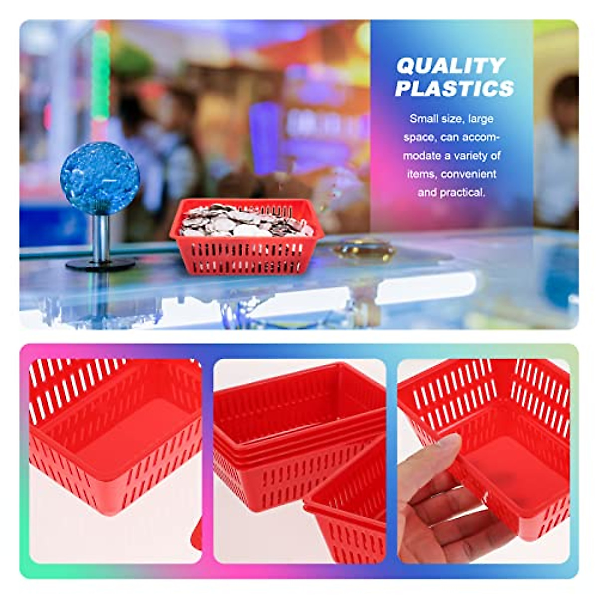 Kisangel 7pcs Coin Baskets Multipurpose Storage Basket Bin Desktop Sundries Container Sundries Organizer for Home Red