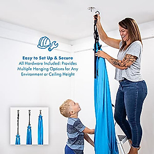 Harkla Rotary Sensory Swing with Swivel - Indoor Swing for Kids with ADHD, Sensory Toys for Autistic Children - Rock Climbing Rated Hardware and Soft Nylon Fabric for Calming Effect, Holds Up to 200lb