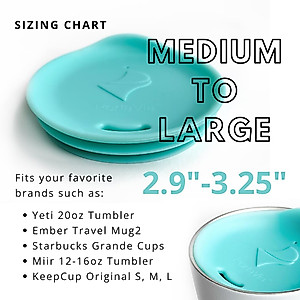 Reusable Coffee Cup Silicone Lid – Fits Any Tumbler, Water Bottle, & Ceramic Coffee Mug – Dishwasher-Safe Ceramic Travel Mug Lid Keeps Hot Cups Hot (Medium to Large - Pacific)