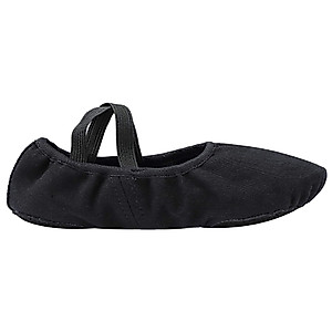 Linodes Dance Shoes for Girls Stretch Canvas Split Sole for Women-Black-9M