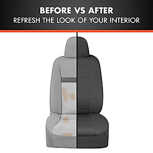 BDK carXS Black Leather Car Seat Covers Full Set, 9-Piece Faux Seat Covers for Cars, Includes Front and Back Seat Cover, Automotive Seat Covers for Trucks SUV