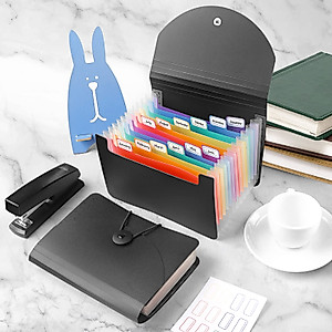 13 Pockets Coupon Receipt Organizer A6 Expanding File Folder, Small Accordian File Organizer for Storage Cards, Receipts, Coupons and Tickets-Black