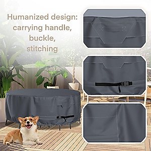 HWmatyCover Round Patio Furniture Covers, Waterproof Outdoor Table Chair Set Covers, All Weather Protection Patio Furniture Cover with Air Vent,62"DIAx28"H, Grey