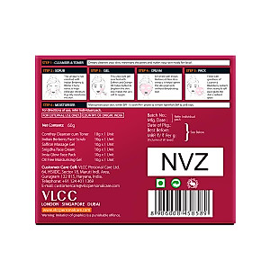 VLCC Party Glow Facial Kit - Single Use | Salon Like Facial at Home in Just 6-Steps | Includes Cleanser, Scrub, Cream, Face Pack & Moisturizing Gels | 2.12 Oz/60g