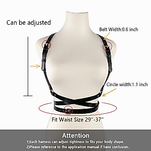 trypro Punk Leather Chest Harness Belt for Women Gothic Waist Corset Belts Adjustable Body Suspenders Party Accessories Dresses (01-Black)