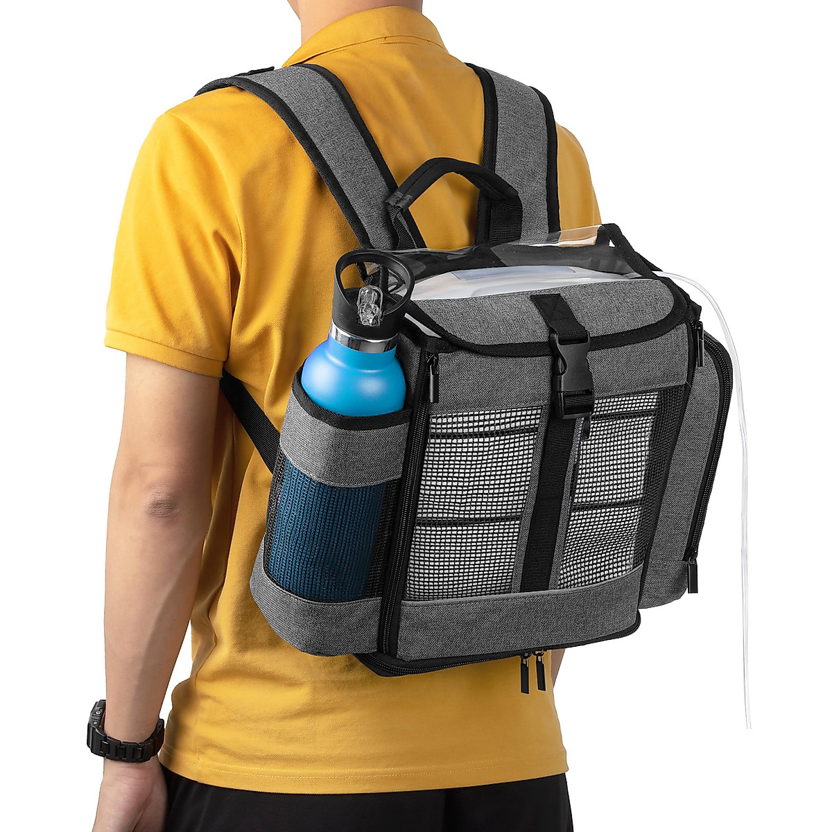 CURMIO Portable Oxygen Concentrator Backpack Compatible with Inogen One, Oxygo, Caire Units, SimplyGo Mini, POC Travel Bag for Machine and Accessories, Gray (Bag Only, Patent Design)
