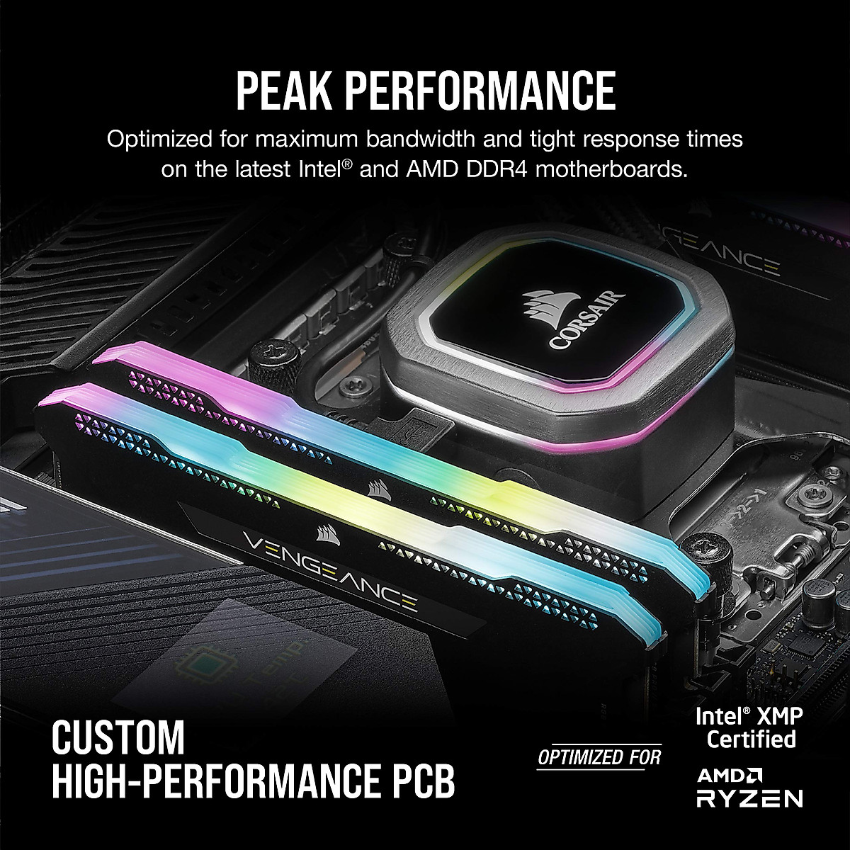 Corsair Vengeance RGB Pro SL 128GB (4x32GB) DDR4 3200 (PC4-25600) C16 1.35V Desktop Memory - Black (CMH128GX4M4E3200C16)