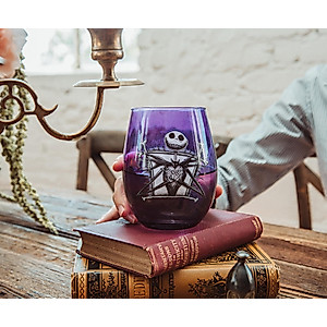 Disney Nightmare Before Christmas Jack Skellington Purple Stemless Wine Glass