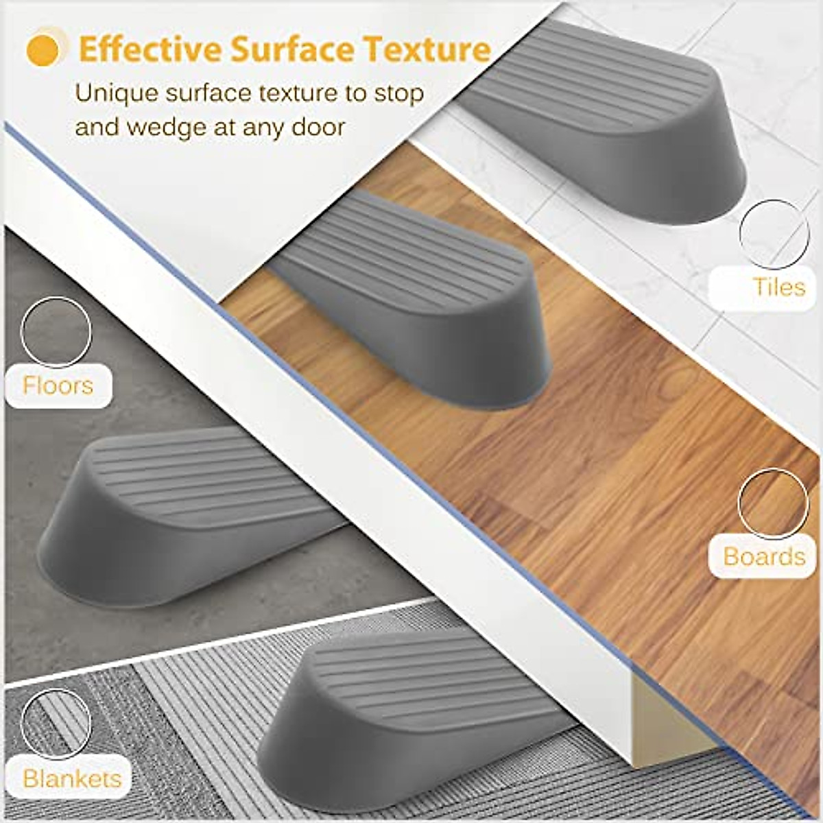 Large Doorstop 2 Pack, Heavy Duty Door Stoppers for Bottom of Door High 1.9 Inches, Rubber Industrial Door Stop, Wedge Door Stopper Great for Home Office School Heavy Door (Grey)
