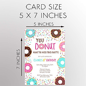 Donut Birthday Party Invitations Doughnut Wanna Miss This Party Invites Sprinkles Adults Kids 30th 40th 50th Retirement Shower Custom Printed Customized Personalized (12 Count)