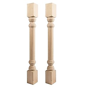 35 1/2-inch H 3 1/2-inch W 3 1/2-inch D Cabinet Columns, Btowin 2Pcs Unfinished Tapered Rubberwood Replacement Island Legs for Large Dining Table & Kitchen Table