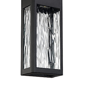 LampLust Solar Sconce Lights Outdoor - 2 Pack, Battery Included, Black Metal with Water Glass, Dusk to Dawn Sensor, Warm White, Decorative Solar Lights for Fence, Patio, Garage or Pool Enclosure