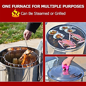 RIIGOOG Large Portable Charcoal Grills, Stainless Charcoal BBQ Grill Barrel 360° Smokeless Outdoor Barbecue Grill for Travel, Outdoor Cooking and BBQ, Camping Grill Picnic Patio Backyard