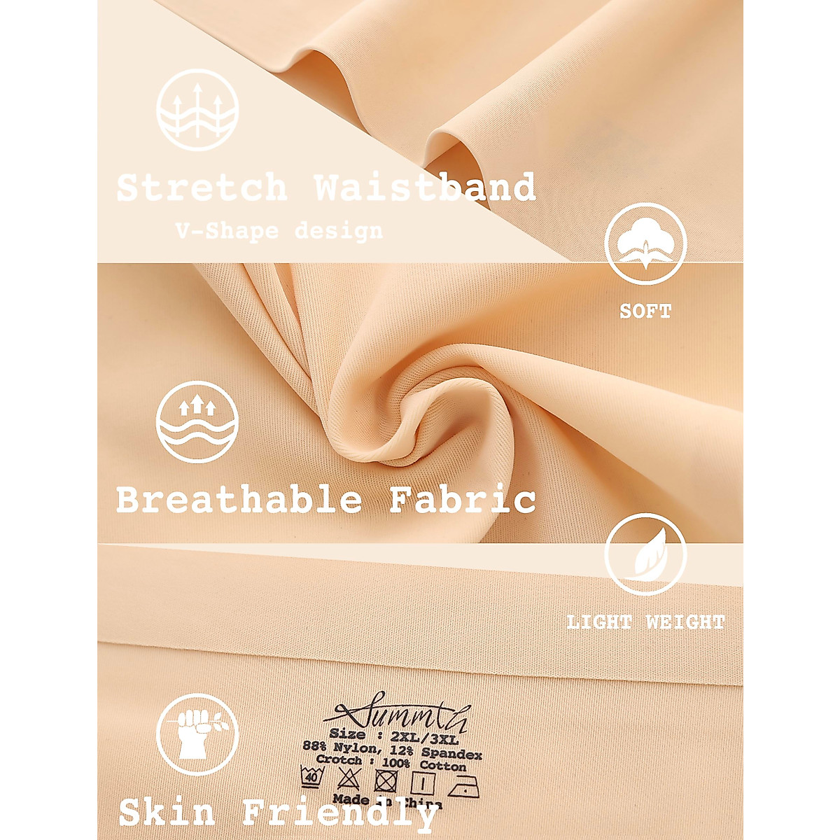 Summth Womens Underwear, Seamless Thongs for Women, Soft V-shaped Thong Panties Multicolor Size XL 10 Pack