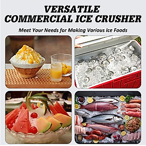 ExploreHorizon 661 lbs/h Commercial Ice Crusher, 350W Electric Snow Cone Machine with 4 Blades and 38L Stainless Steel Ice Storage Box for Restaurants, Bars, and Home Use